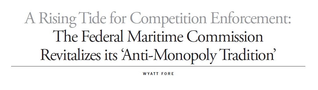 A Rising Tide for Competition Enforcement: The Federal Maritime ...